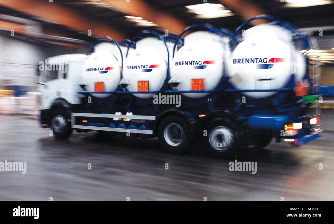 An undated handout picture shows a tanking truck at the Brenntag ...