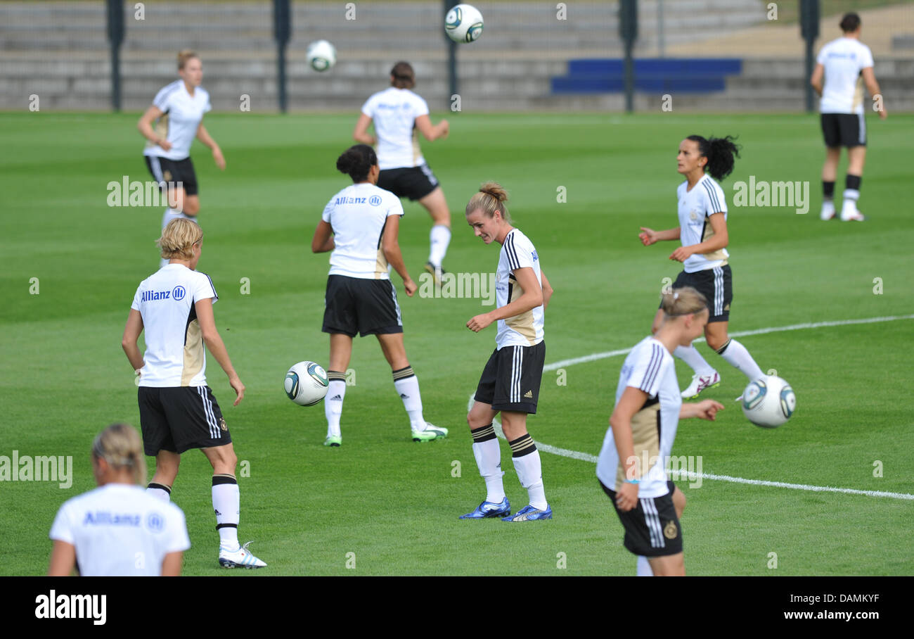 The German women's soccer national team practices in Berlin, Germany ...