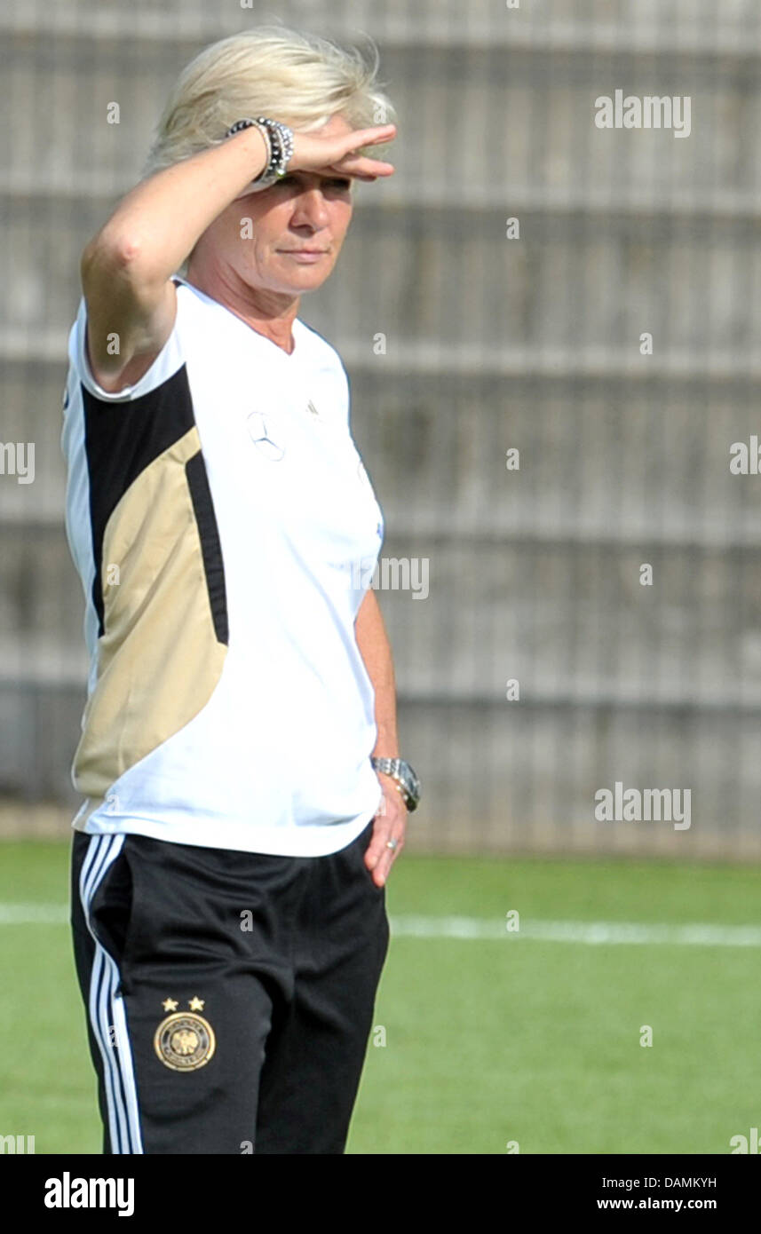 German women's soccer national team coach Silvia Neid watches her ...