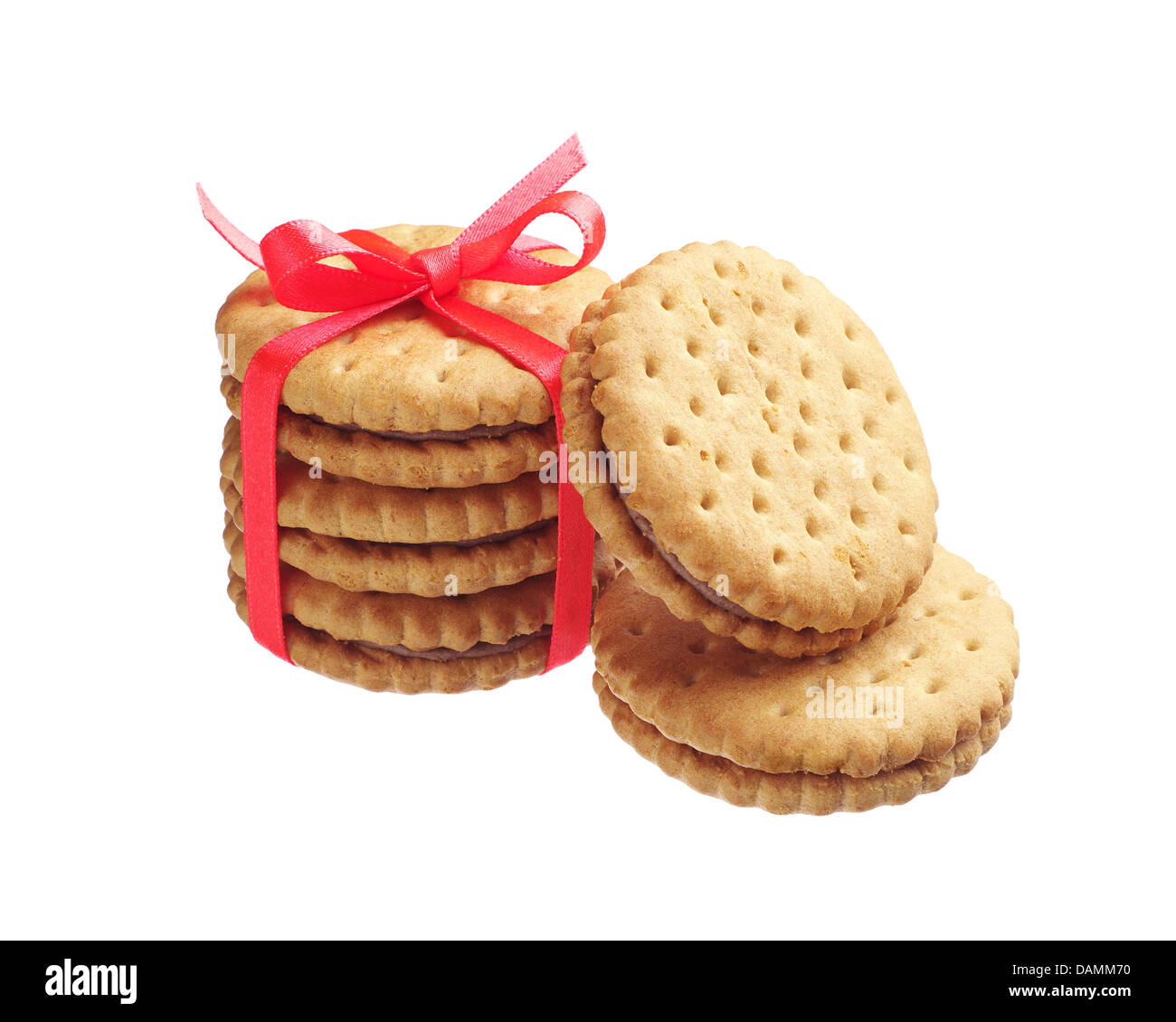 Cookies tied with red ribbon isolated on white Stock Photo - Alamy