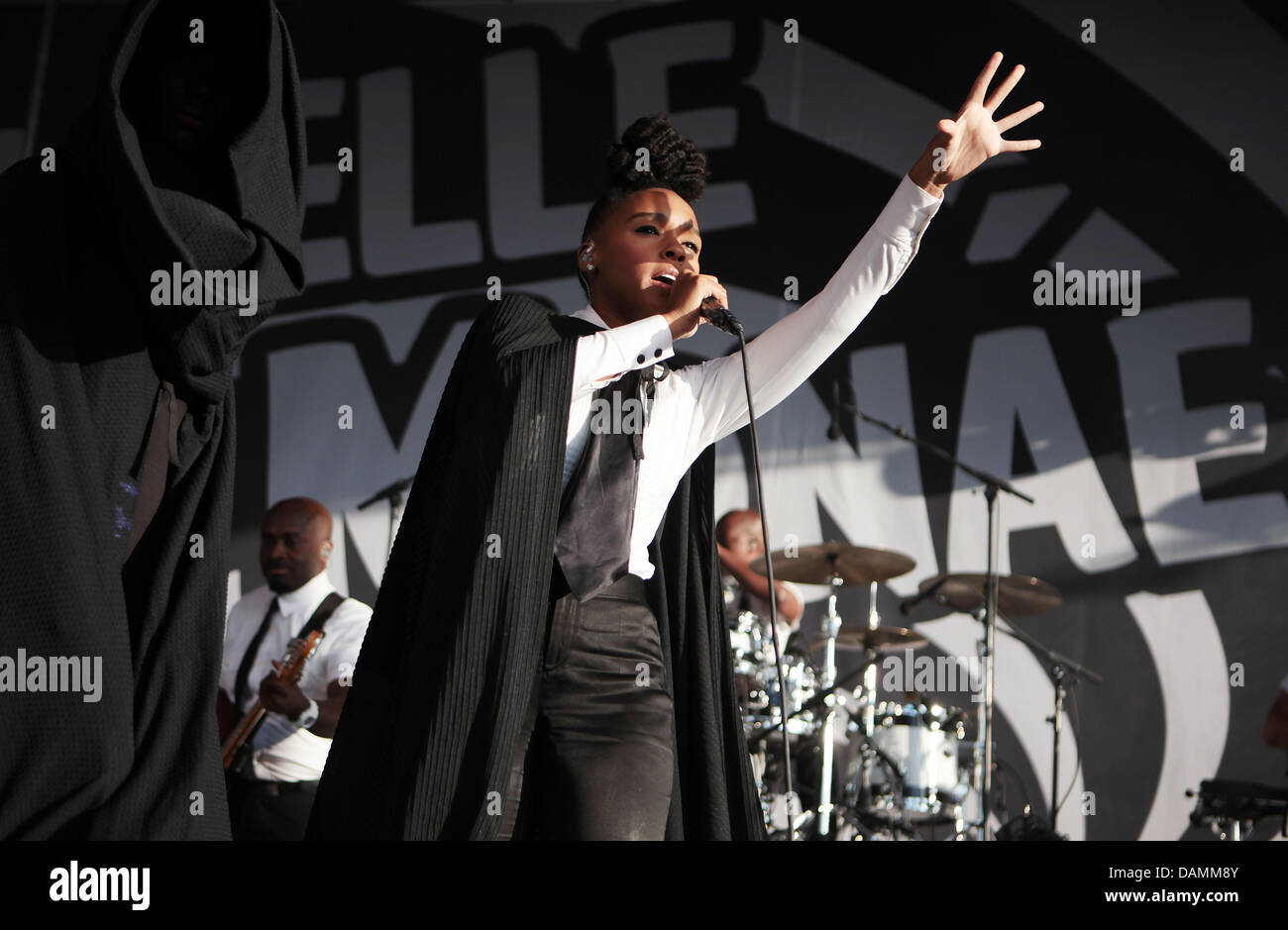 Soul singer Janelle Monáe performs with her band at the opening of the ...