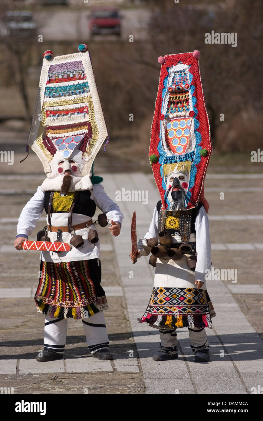 Young children dressed as Kukerovo den mummers entertains the crowds ...