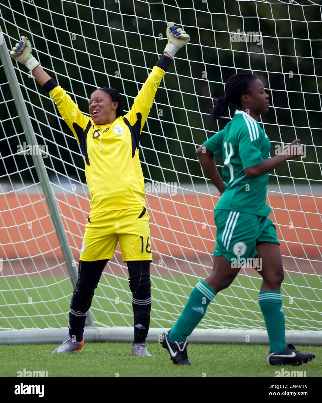 Goalkeeper Tochukwu Oluehi of the Nigerian national soccer team cheers ...