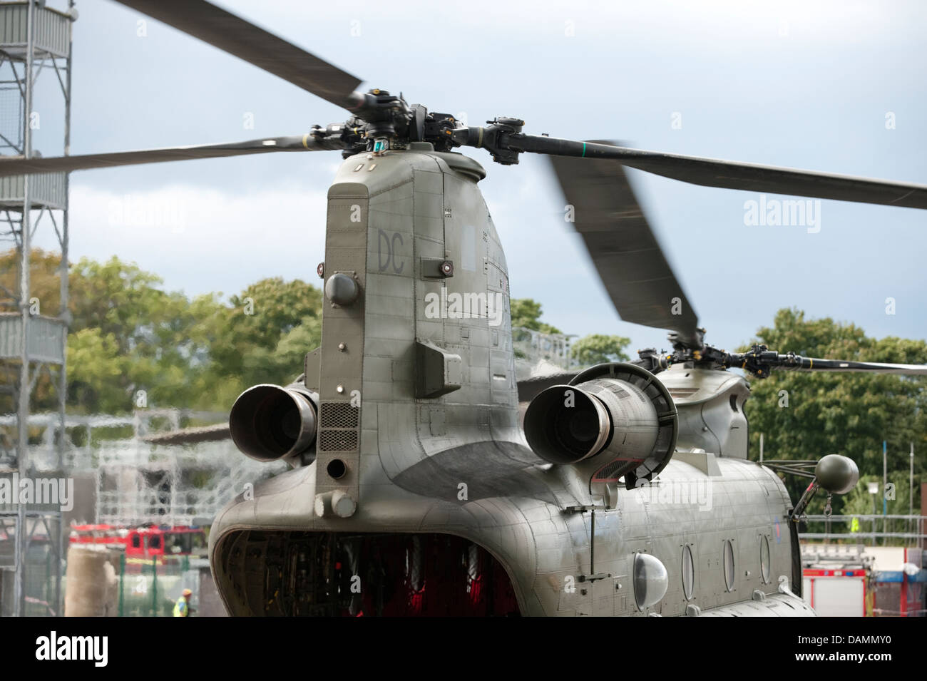 Chinook Helicopter engines close up Stock Photo - Alamy
