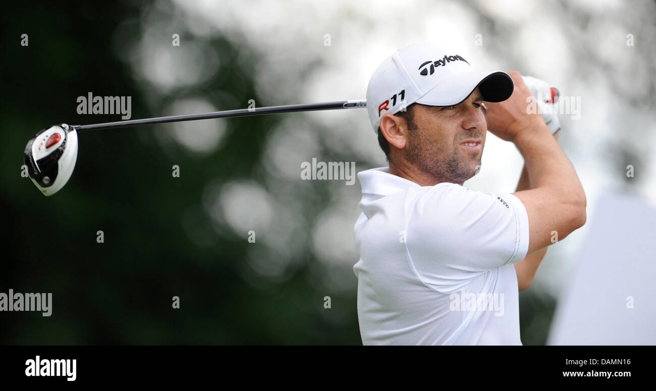 Spanish professional golfer Sergio Garcia hits the ball at the BMW ...