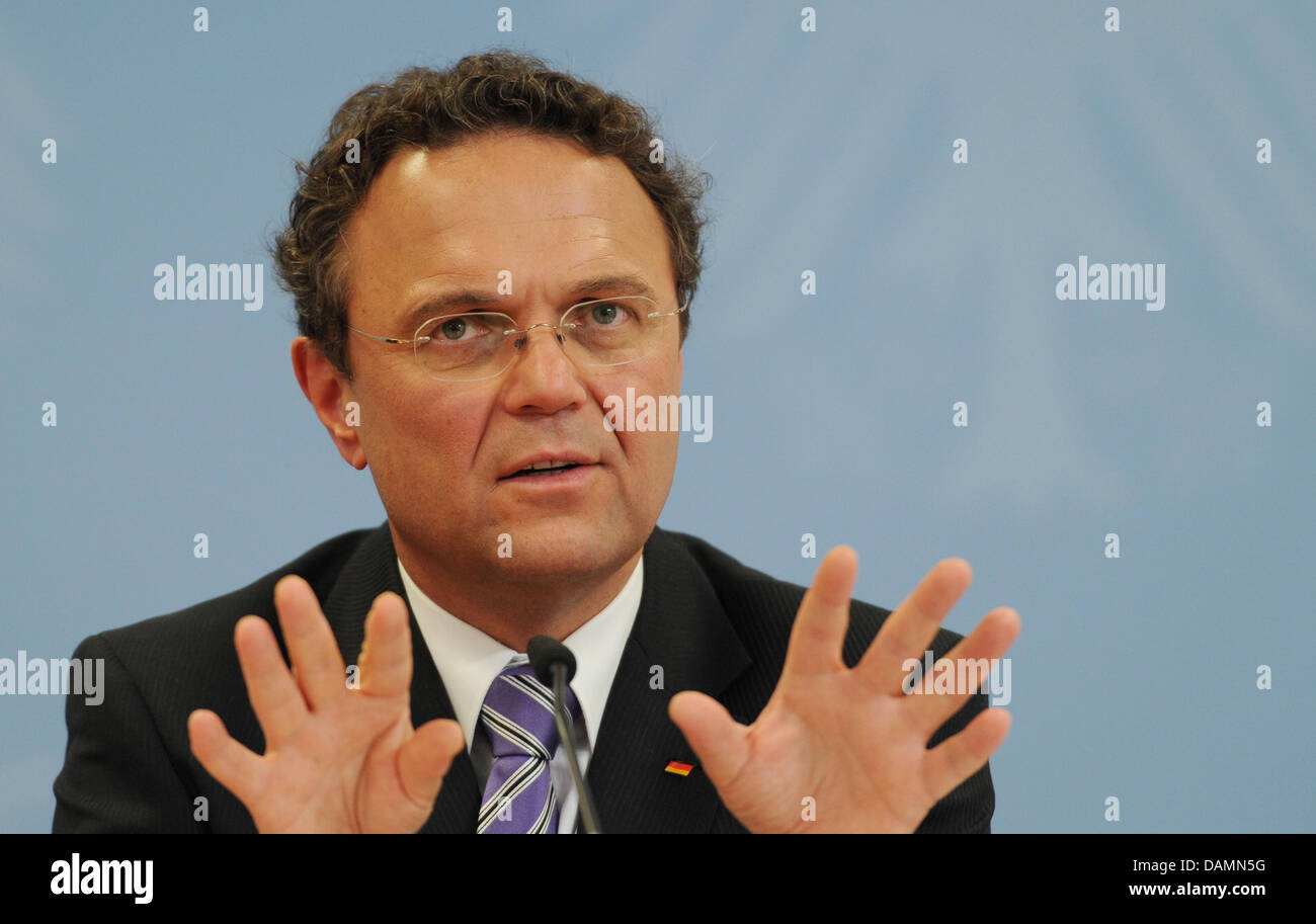 German Interior Minister Hans-Peter Friedrich speaks during a press ...