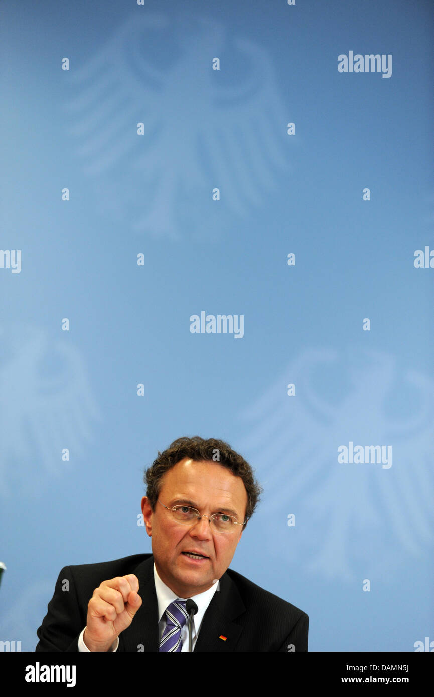 German Interior Minister Hans-Peter Friedrich speaks during a press ...