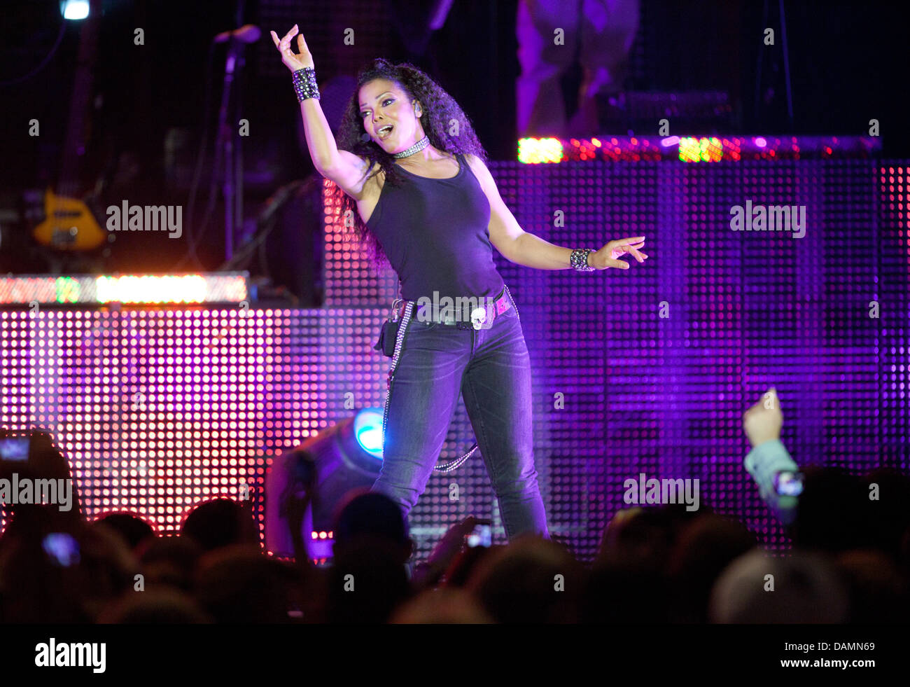US-singer Janet Jackson performs during her concert at the Tempodrom ...