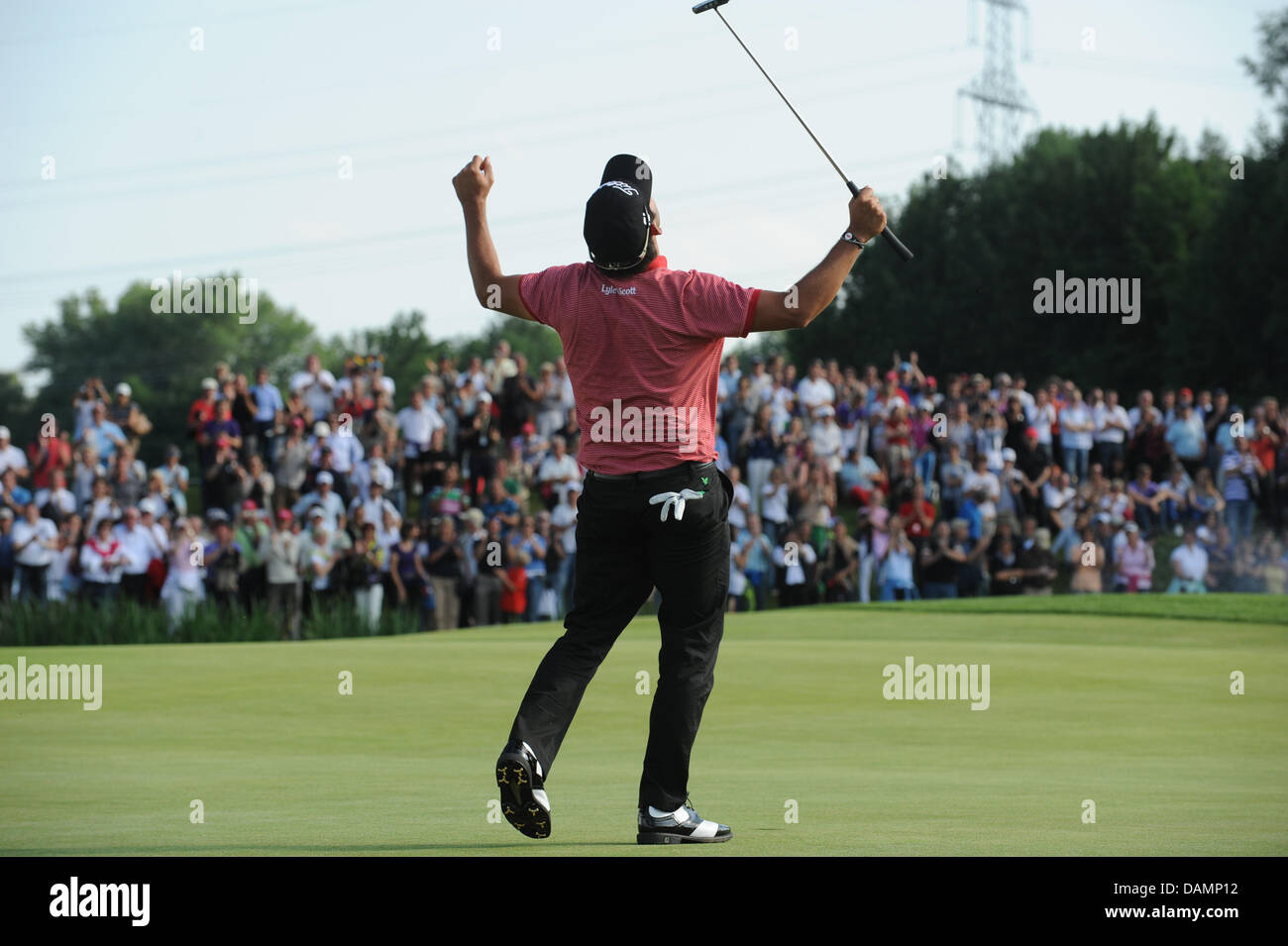 Spanish golf pro Pablo Larrazabal celebrates his victory after five ...
