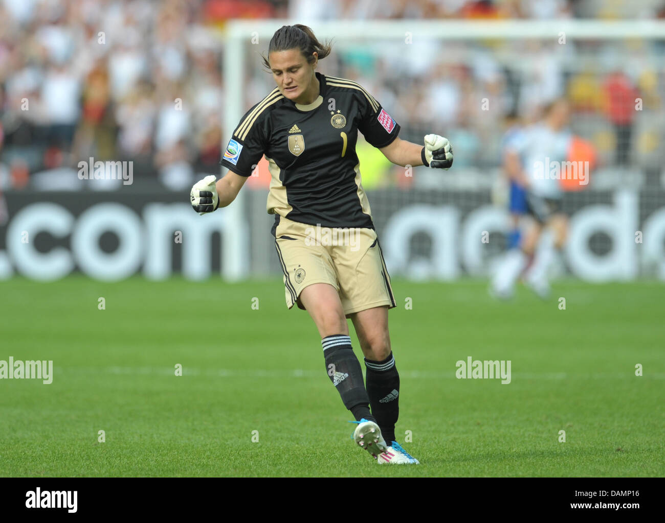 Goalkeeper Nadine Angerer of Germany celebrates the 1-0 during the ...