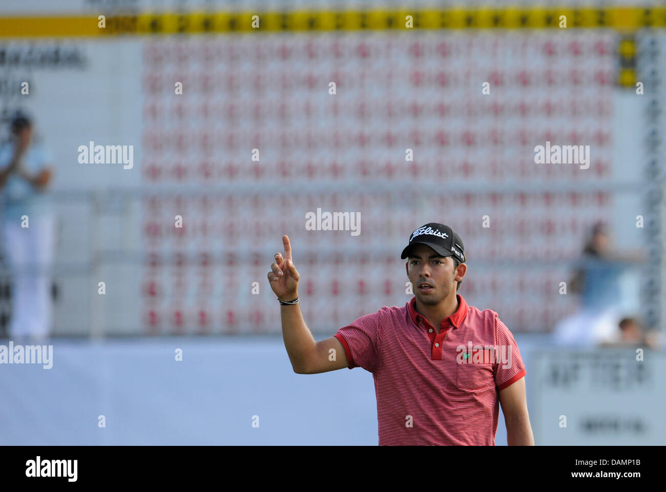 Spanish golf pro Pablo Larrazabal celebrates his victory after five ...