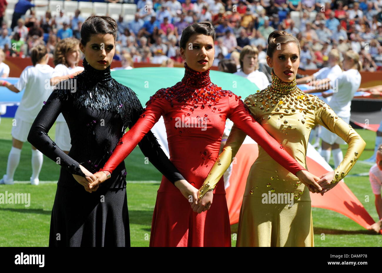 Dancers are pictured prior to the Group A match Nigeria against France ...