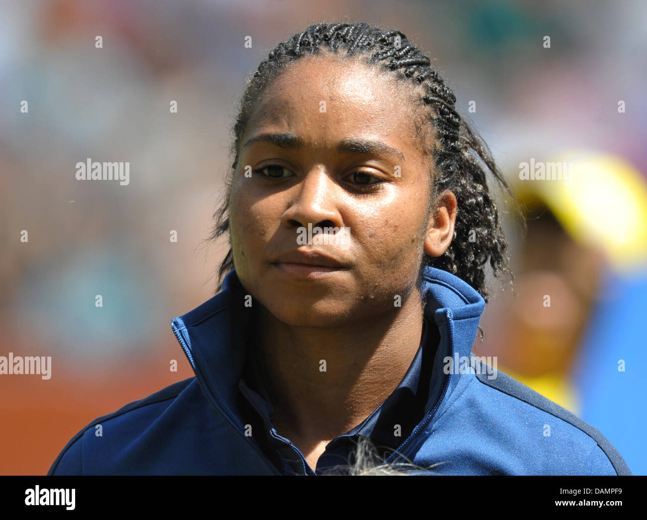 Laura Georges of France sings the national anthem prior to the Group A ...