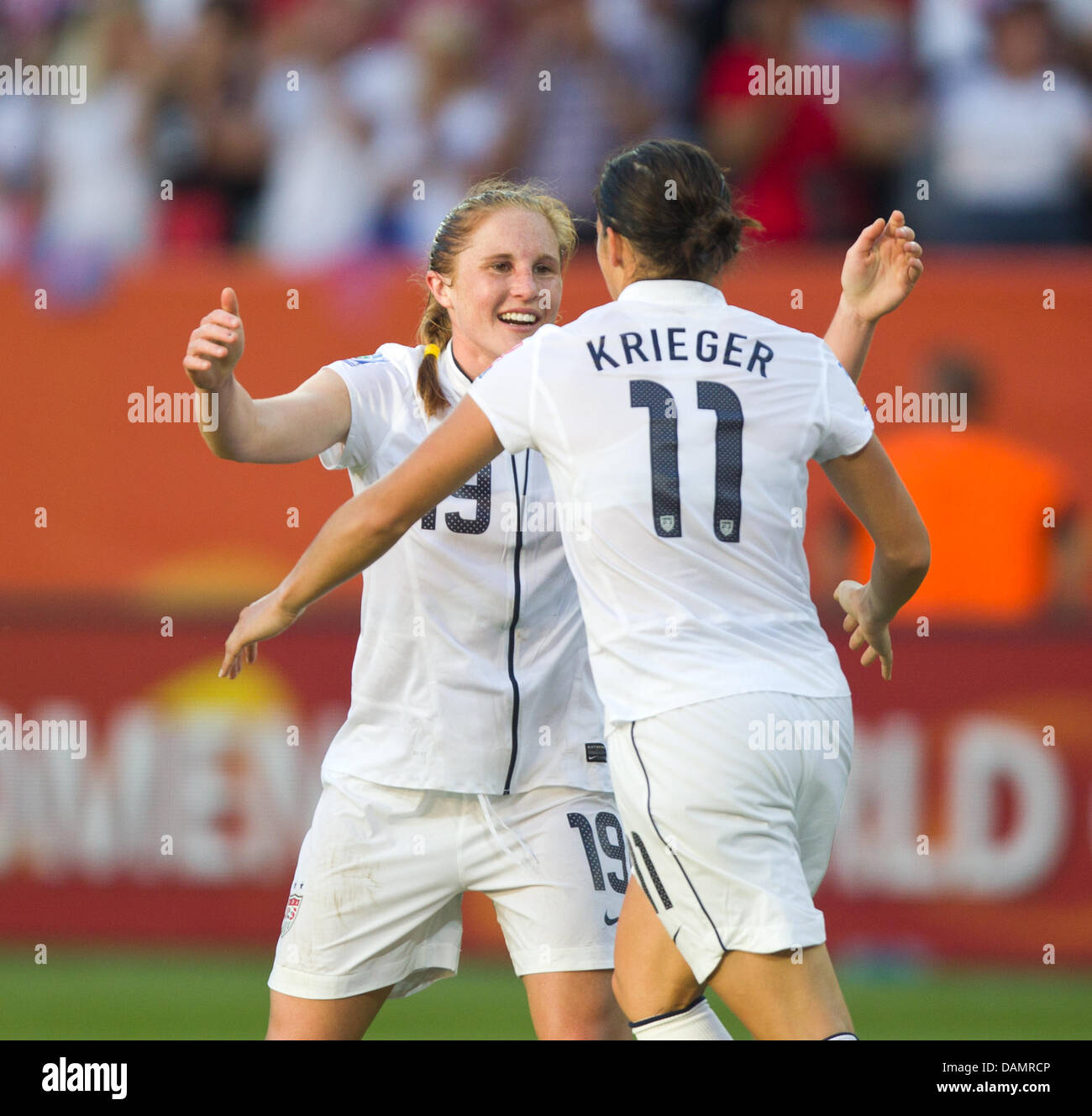 Rachel Buehler (L) and Alex Krieger of USA celebrates scoring ball ...
