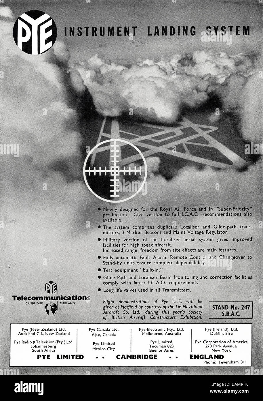 Advert for instrument landing system by PYE Ltd of Cambridge England UK ...