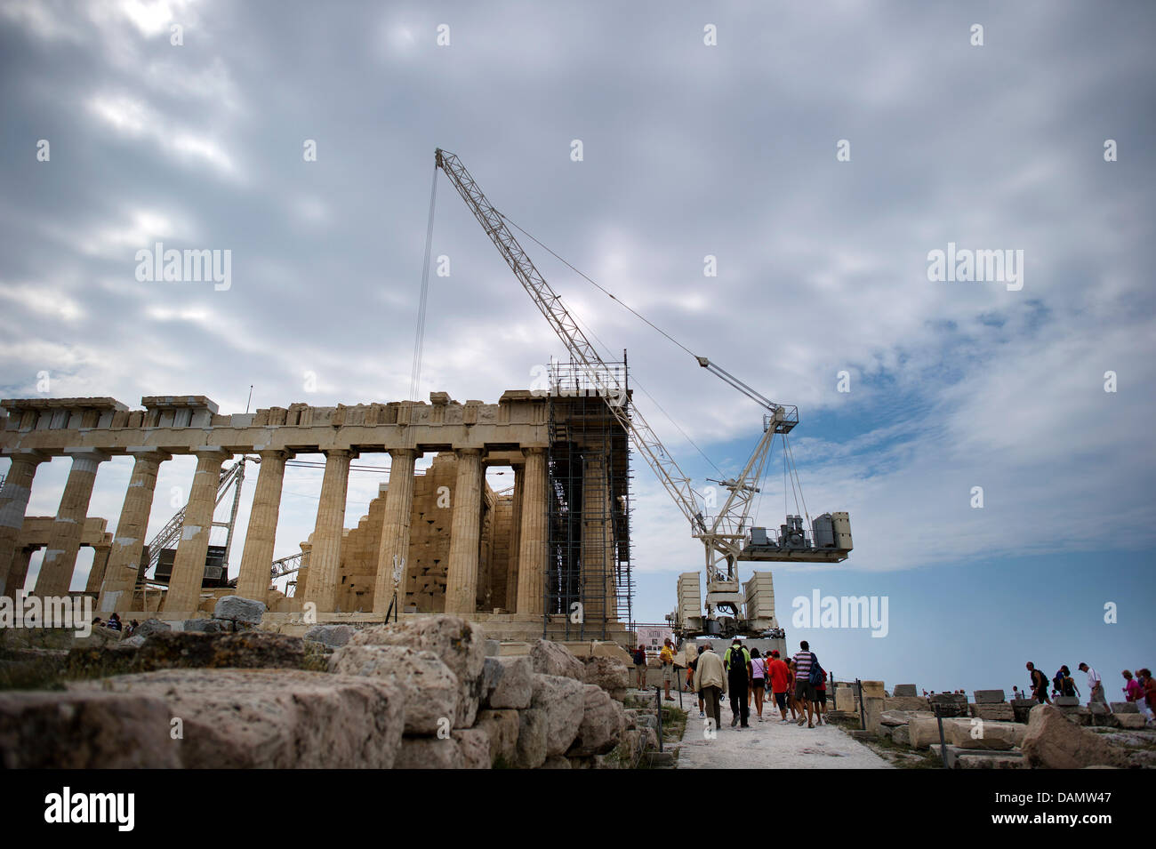 Tourists visit the Parthenon in the Acropolis in Athens, Greece, 29 ...