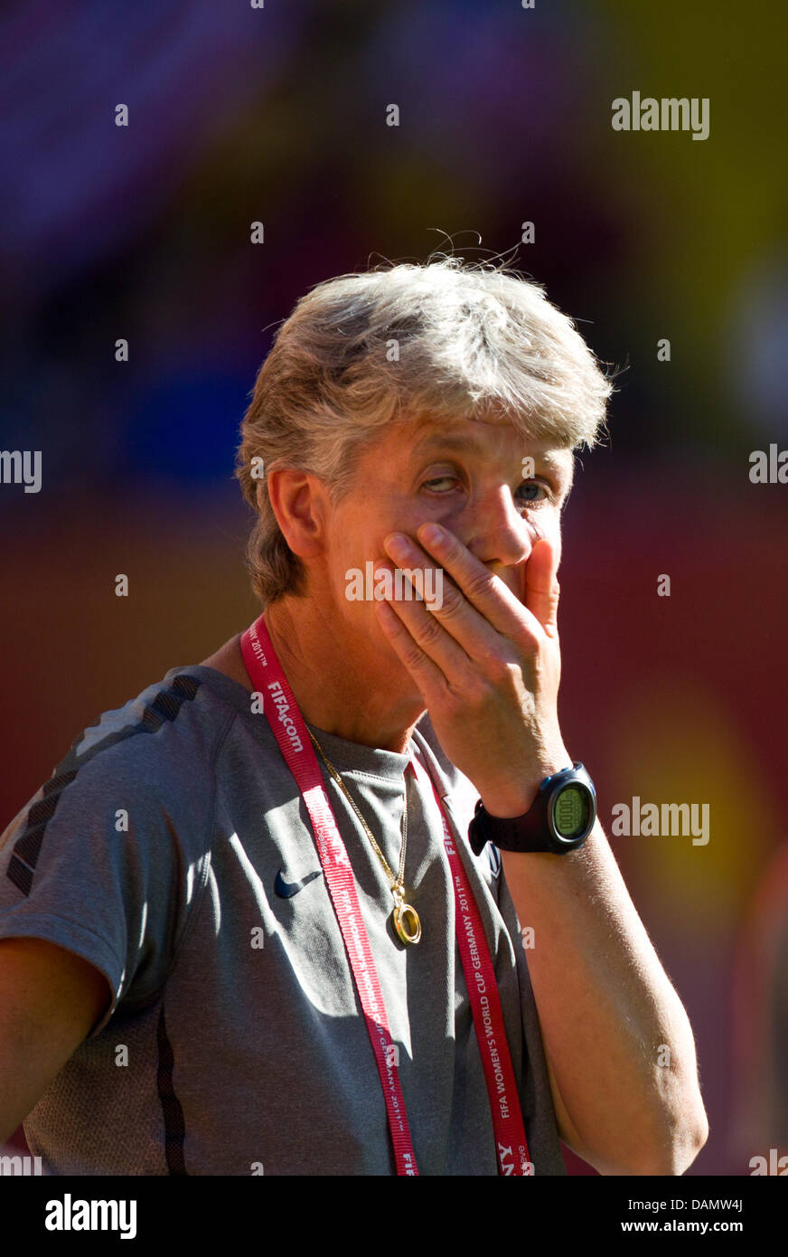 Head coach Pia Sundhage of USA seen during the Group C match USA ...