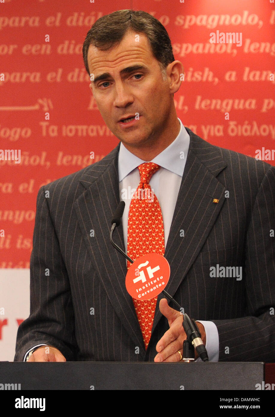 Spanish Crown Prince Felipe speaks during the opening ceremony for the ...