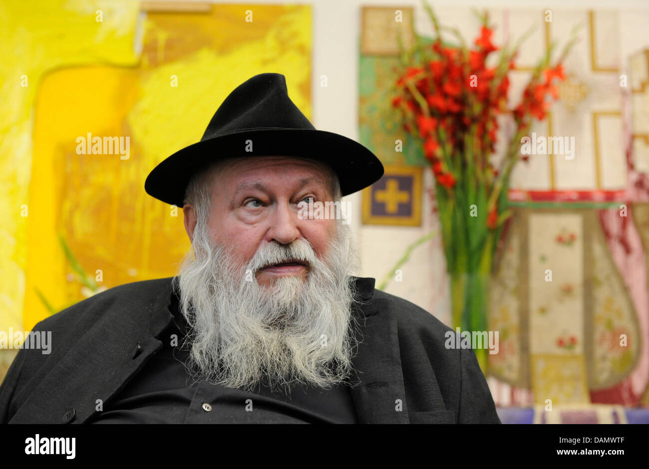 The performance artist Hermann Nitsch attends the opening of an ...