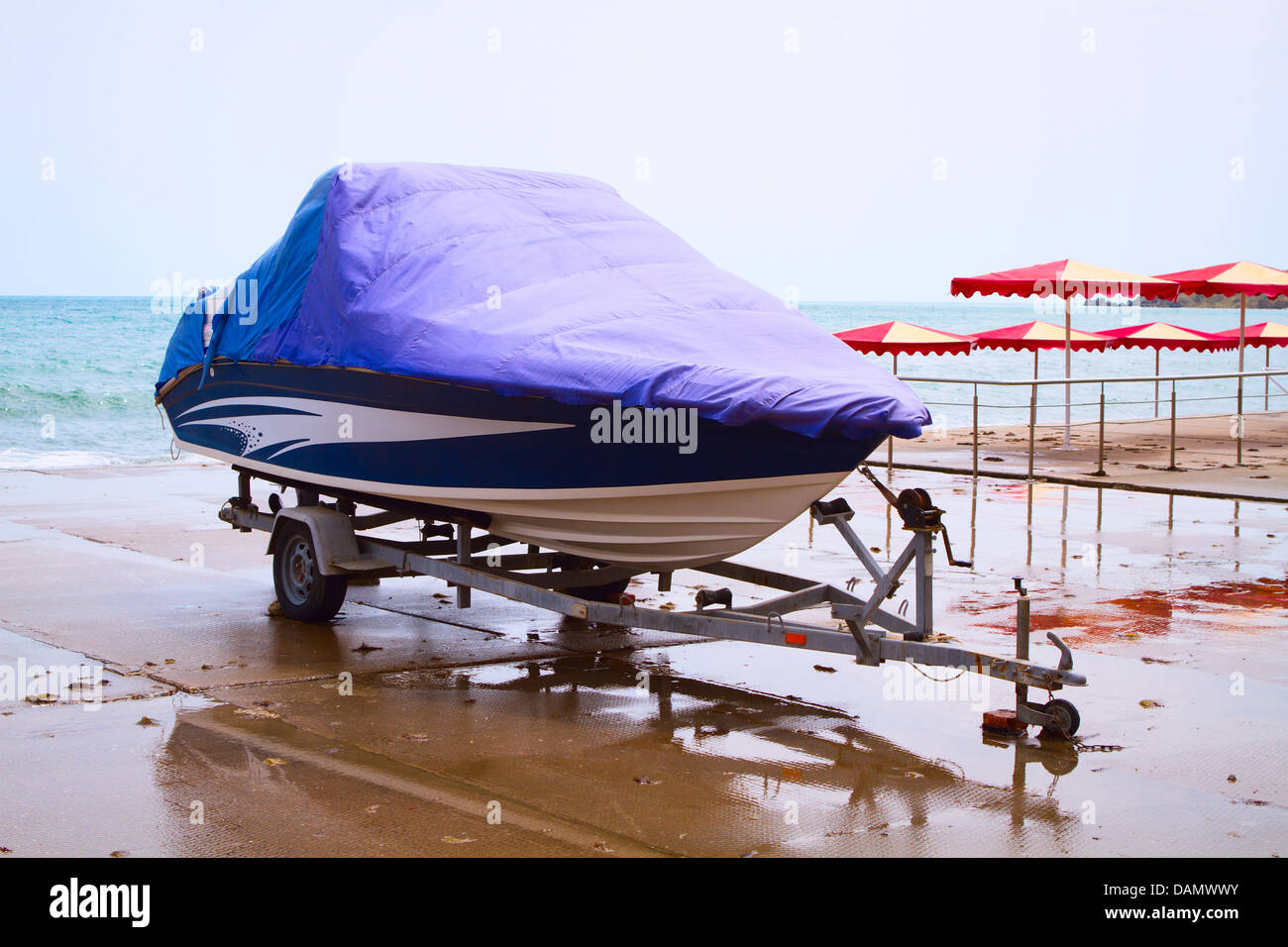 boat on mooring in storm Stock Photo - Alamy