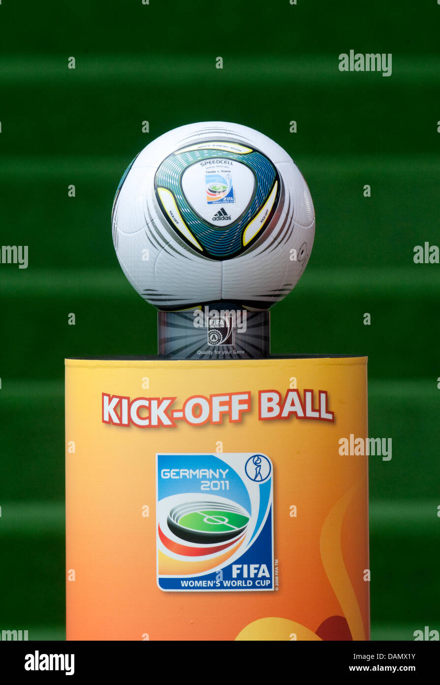 The official Kick-Off Ball "speedcell" of adidas seen prior the Group A ...