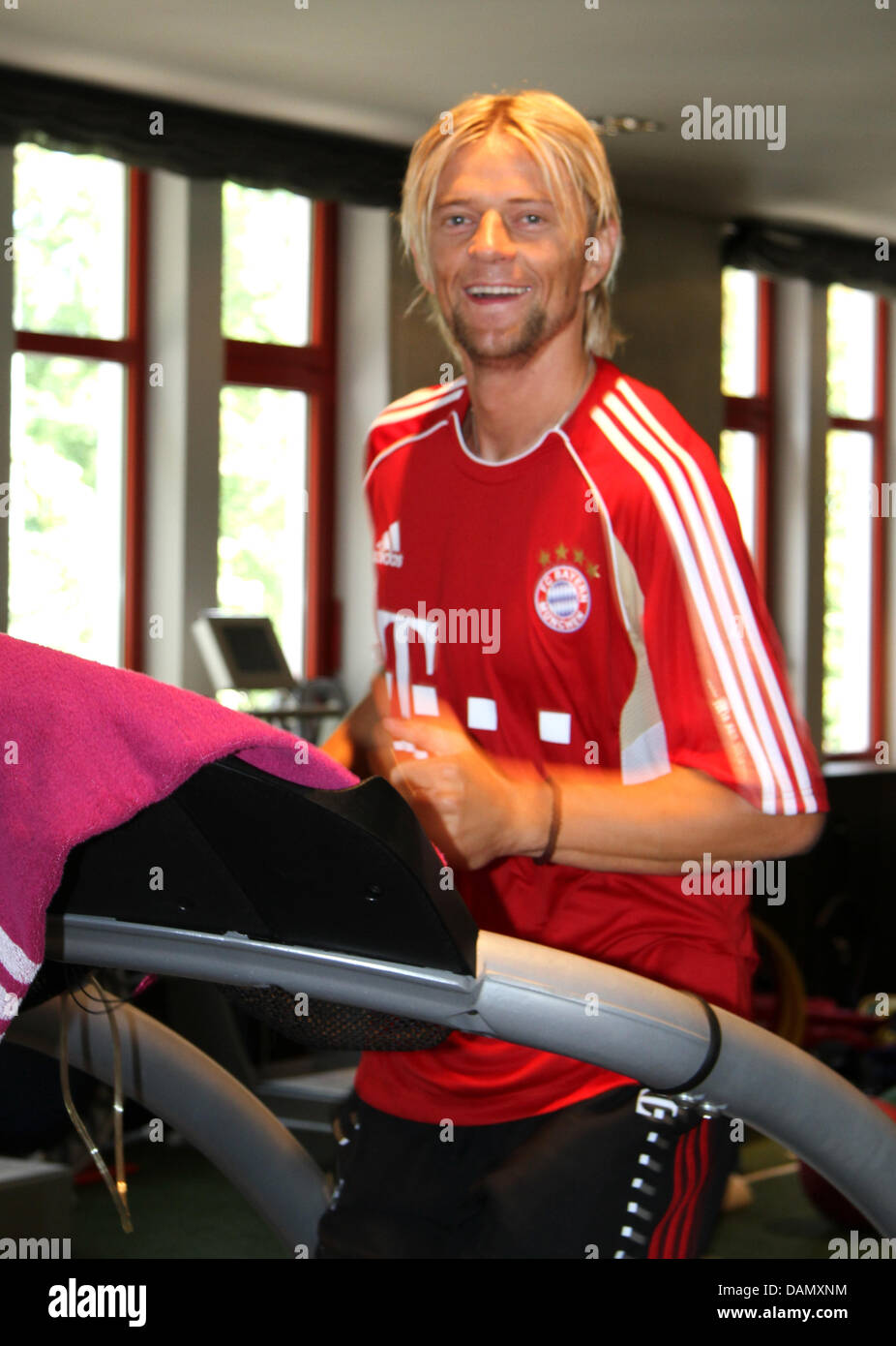 FC Bayern Munich's Anatoliy Tymoshchuk runs on a treadmill during a ...