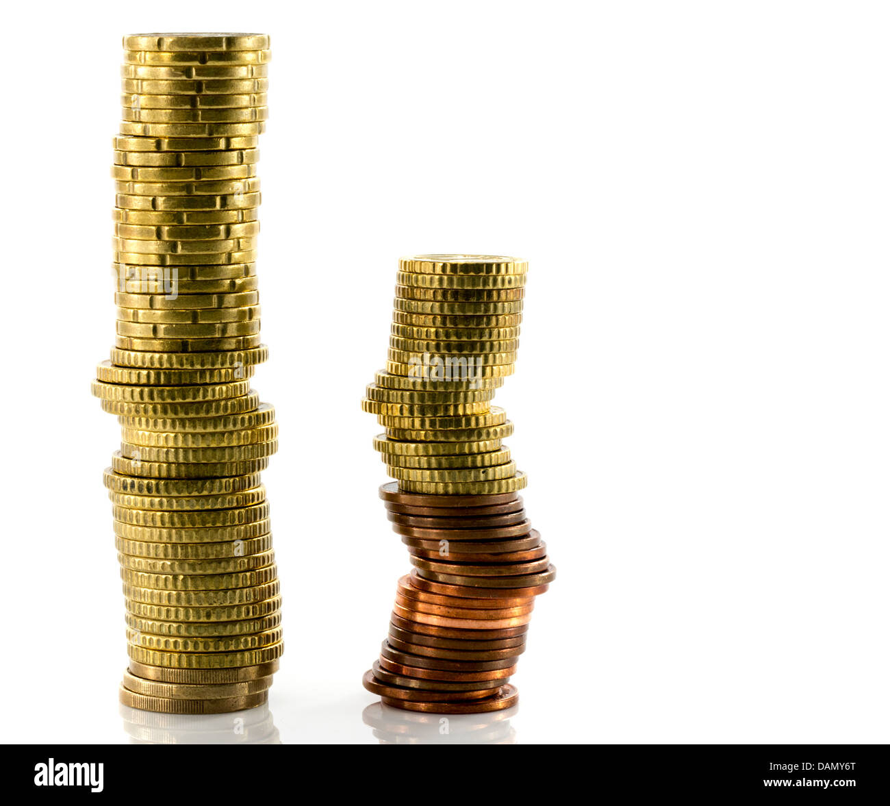 stack of euro coins on white background Stock Photo - Alamy