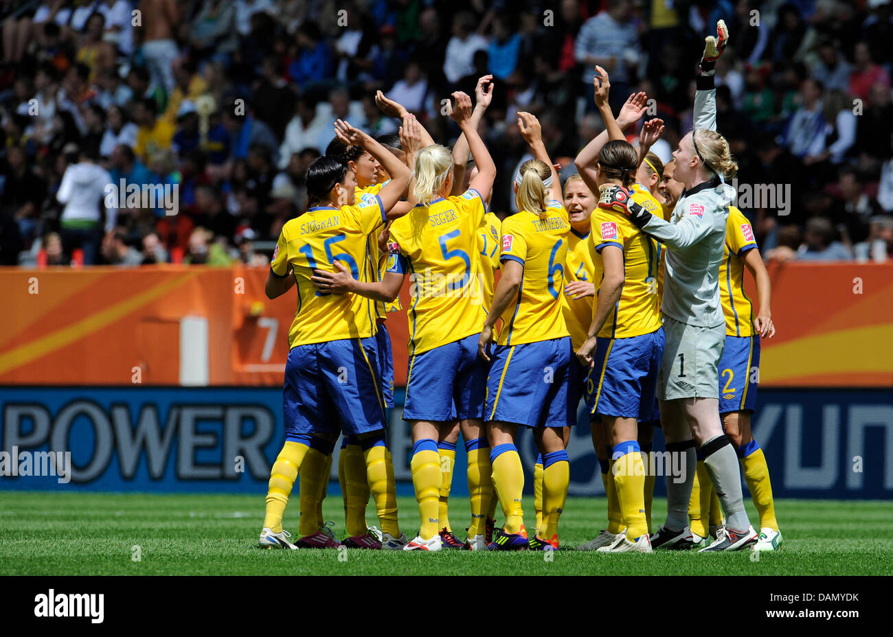 The Swedish team cheers before the Group C match North Korea against ...