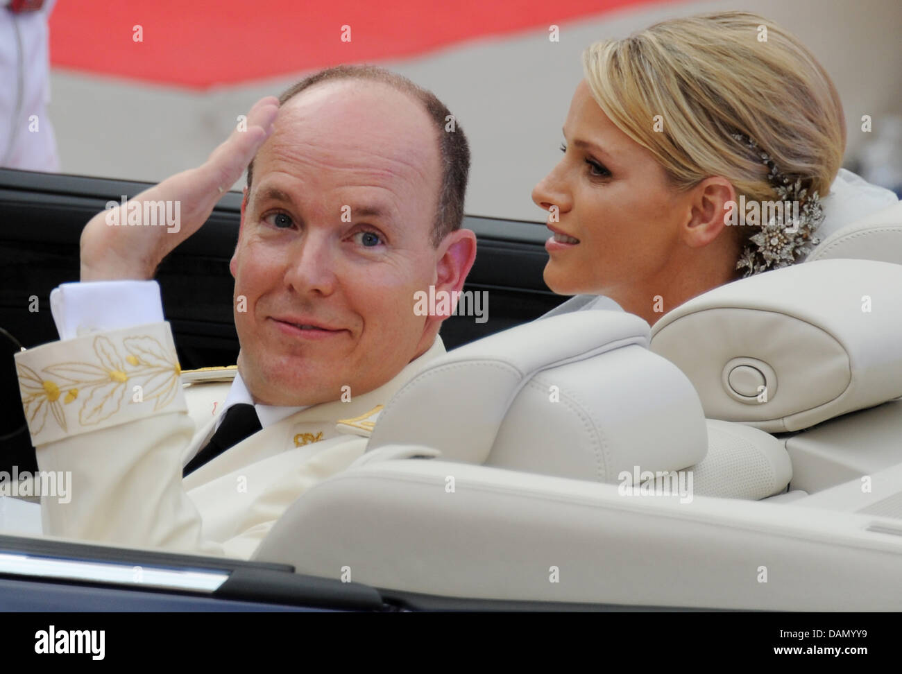 Prince Albert II of Monaco and his bride Princess Charlene after their ...