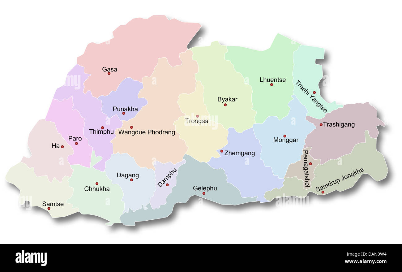 Map of Bhutan Stock Photo - Alamy
