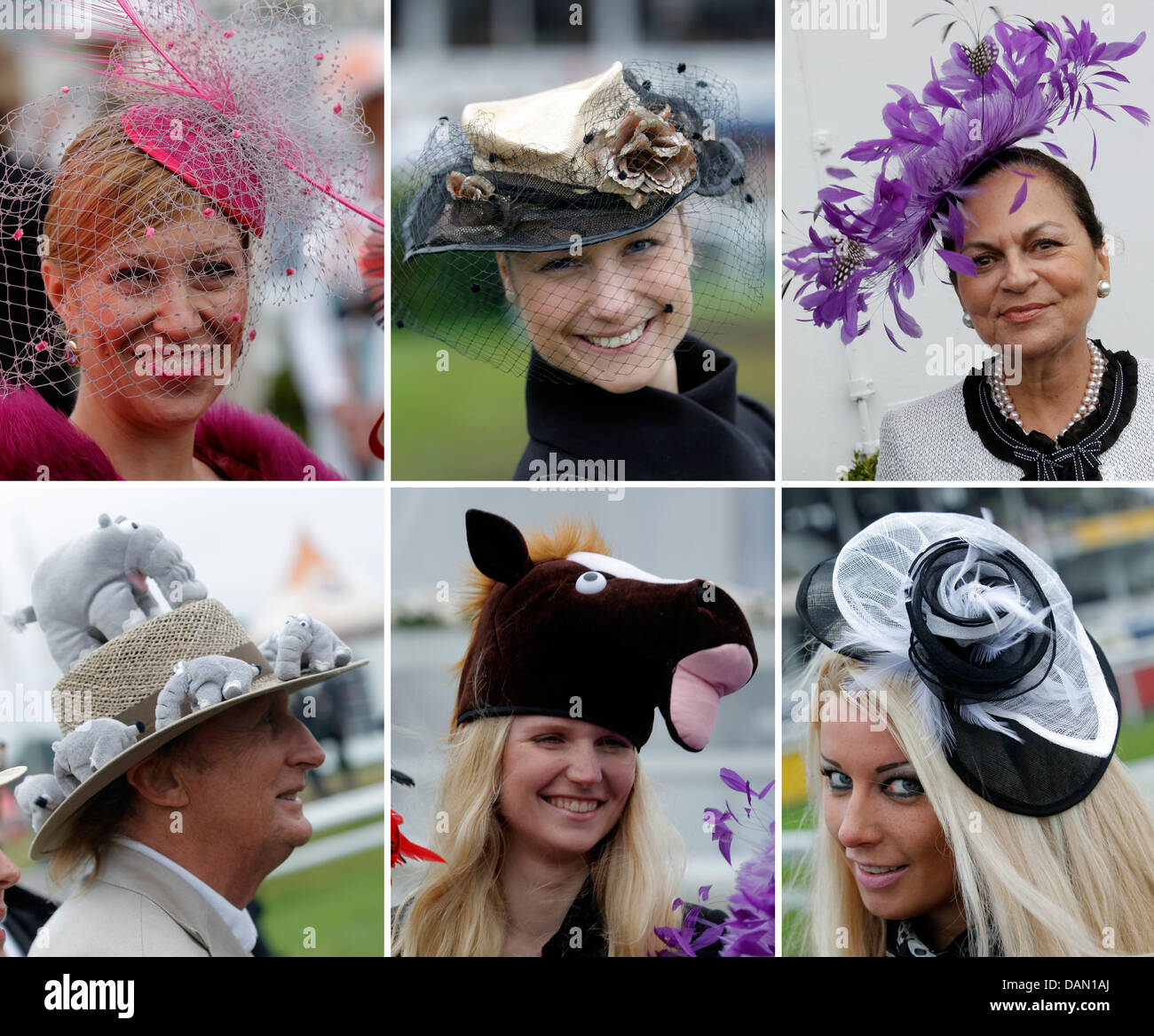 A picture combination shows some participants in a hat competition ...