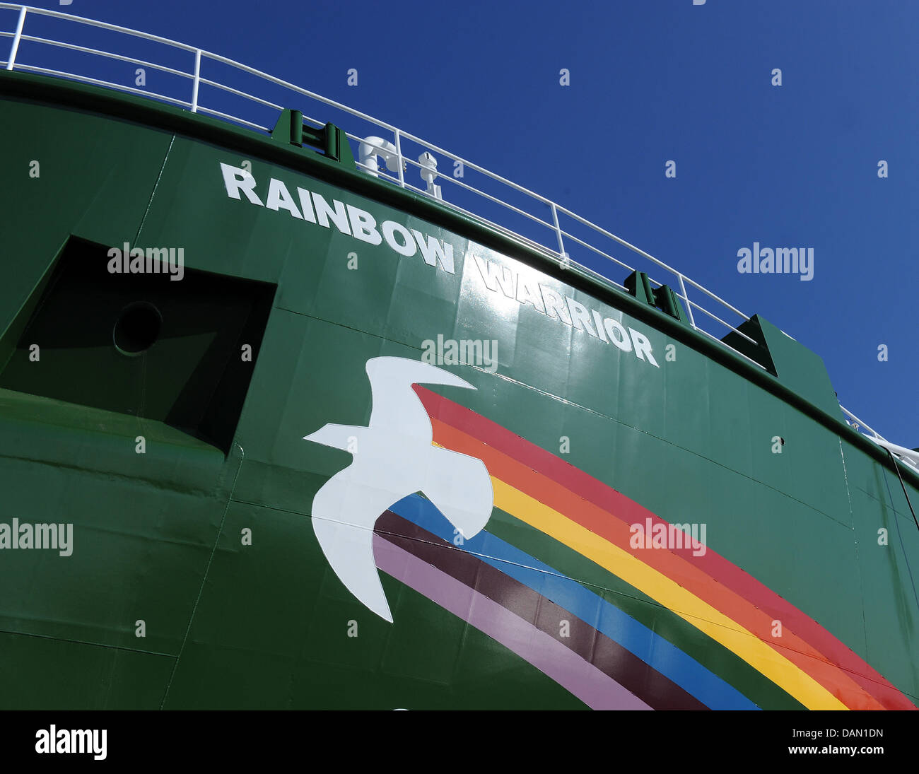 The new Greenpeace ship 'Rainbow Warrior III' is docked at the Fassmer ...
