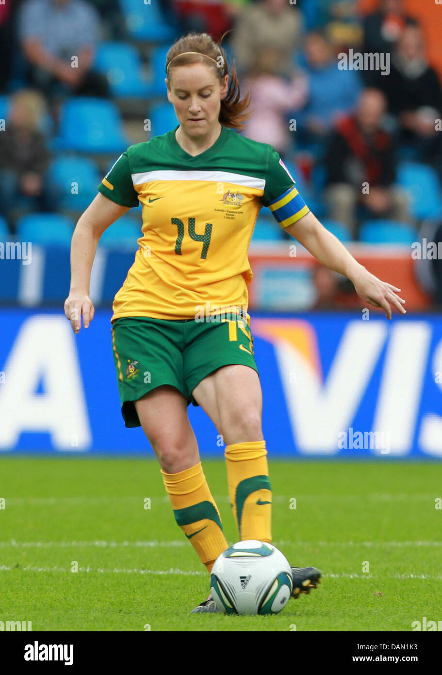Collette McCallum of Australia controls the ball during the Group D ...