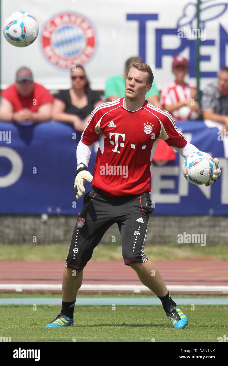 FC Bayern Munich's goalkeeper Manuel Neuer throws the ball during a ...