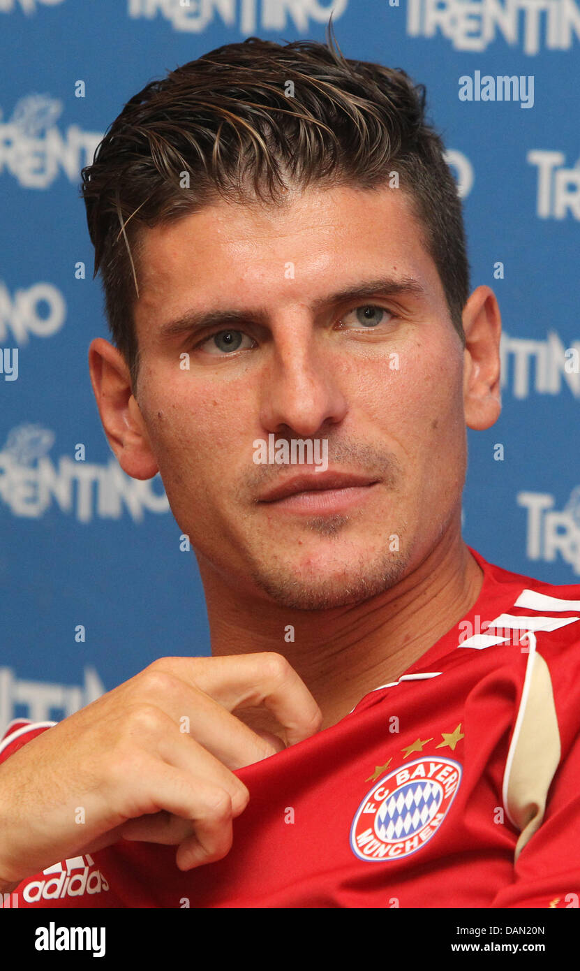 FC Bayern Munich's Mario Gomez attends a press conference during the ...