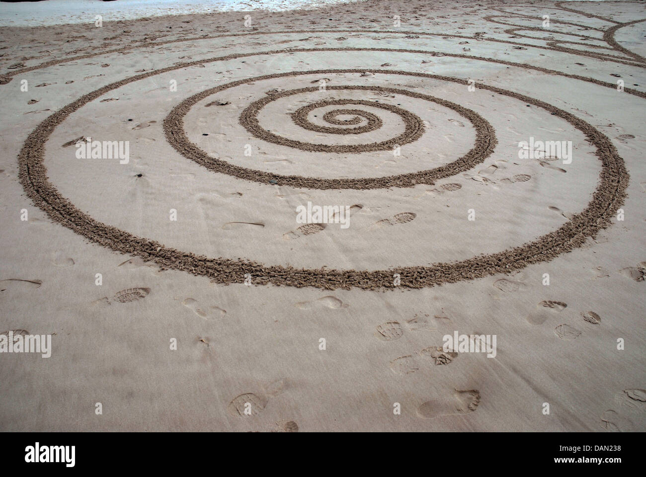 Spiral shape in the sand, Bryon Bay, New South Wales, Australia Stock ...
