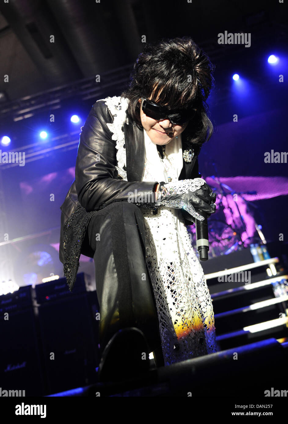 The front man of the Japanese rock band 'X Japan' performs with his ...