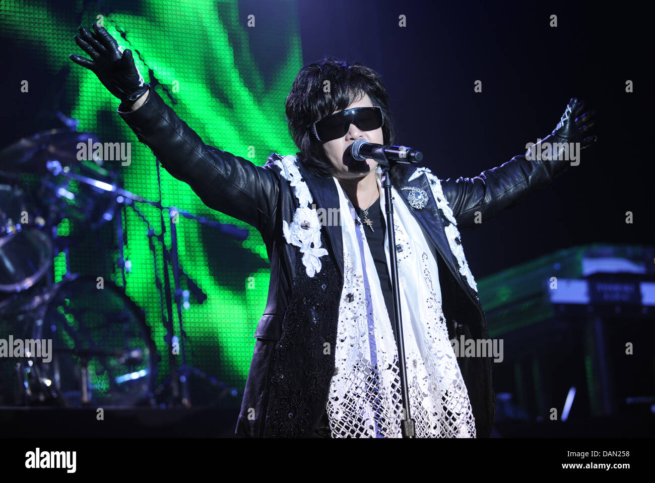 The front man of the Japanese rock band 'X Japan' performs with his ...