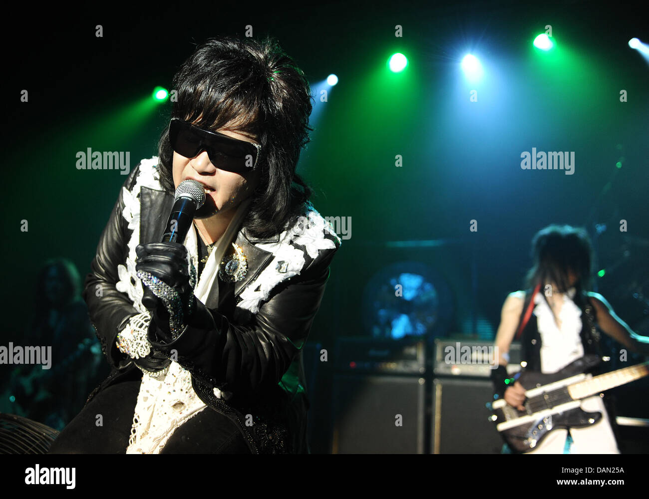 The front man of the Japanese rock band 'X Japan' performs with his ...
