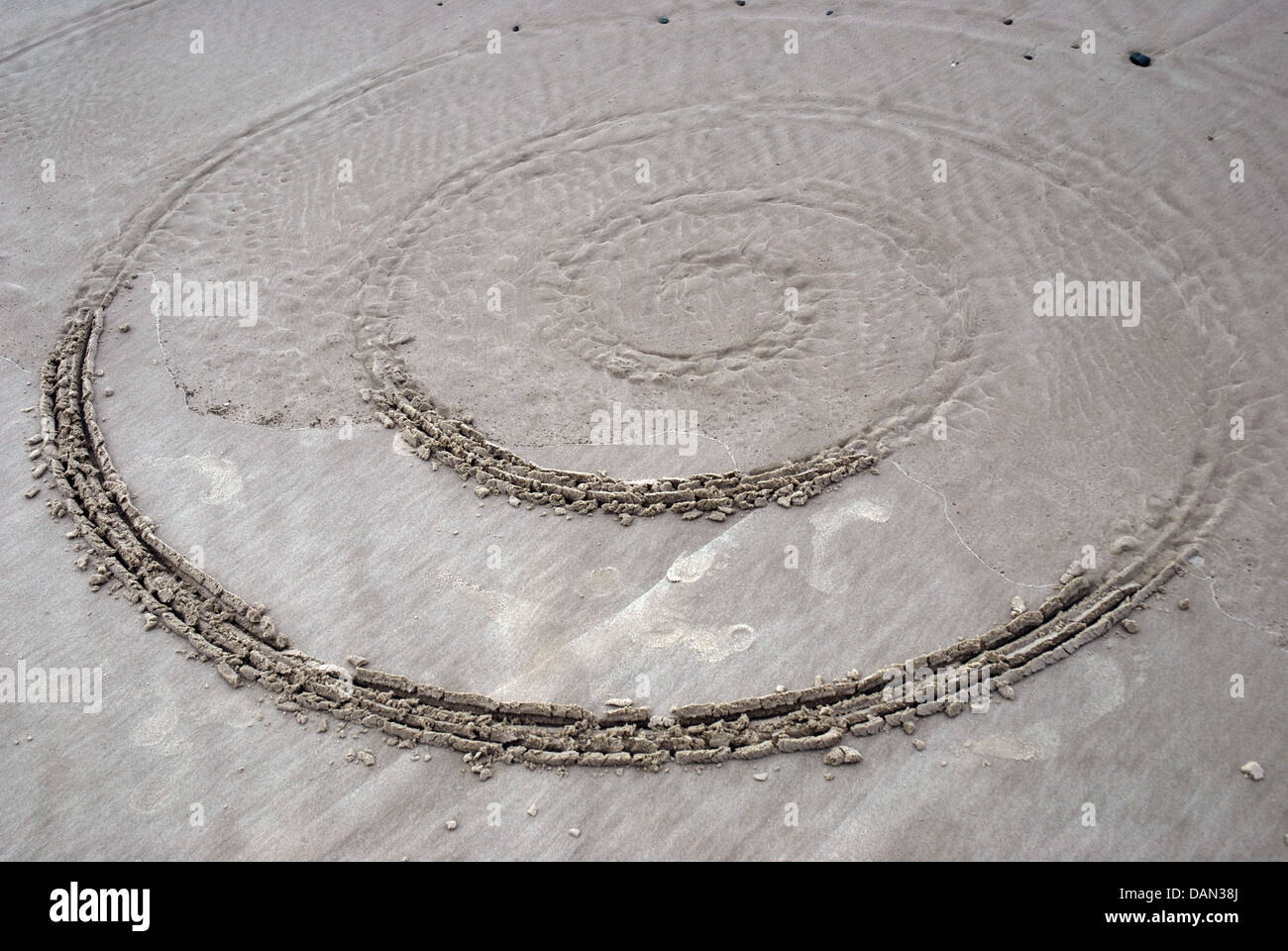 Spiral shape in the sand, Bryon Bay, New South Wales, Australia Stock ...
