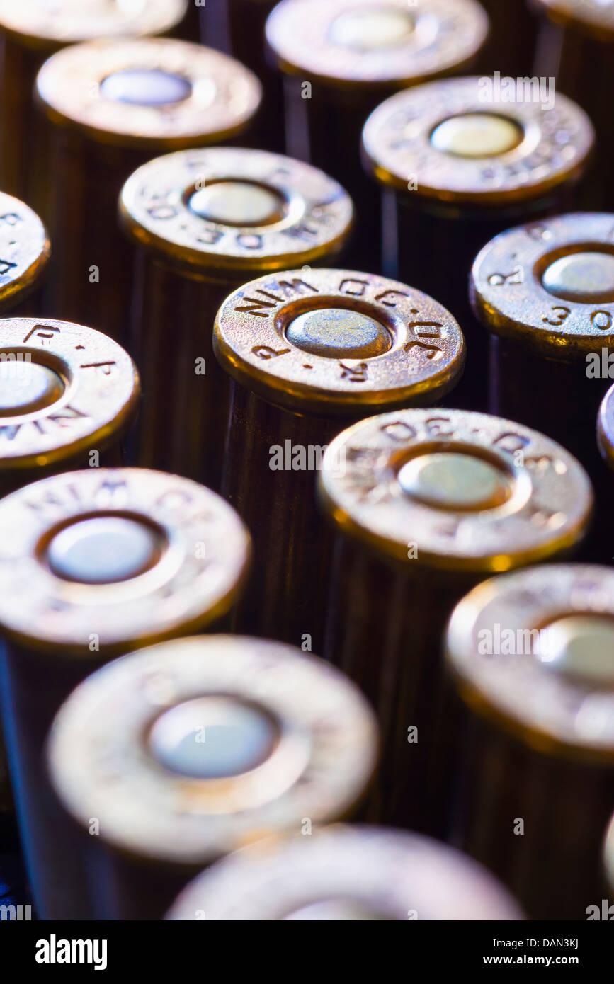 Rifle ammunition bullets, close up Stock Photo - Alamy