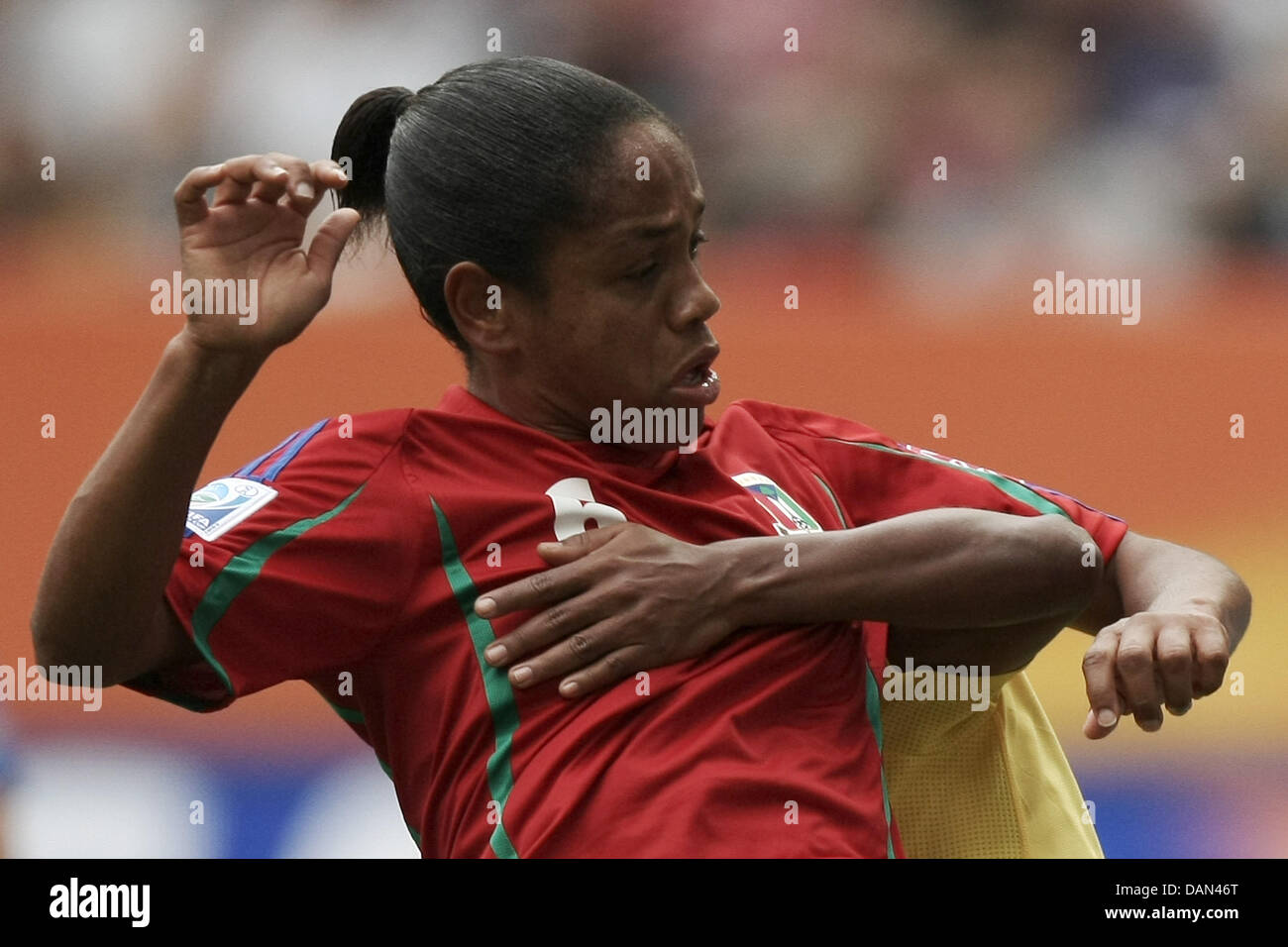 Vania (f) of Equatorial Guinea and Formiga of Brazil fight for the ball ...