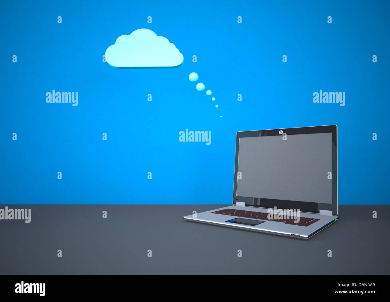 Illustration of cloud computing with laptop Stock Photo - Alamy
