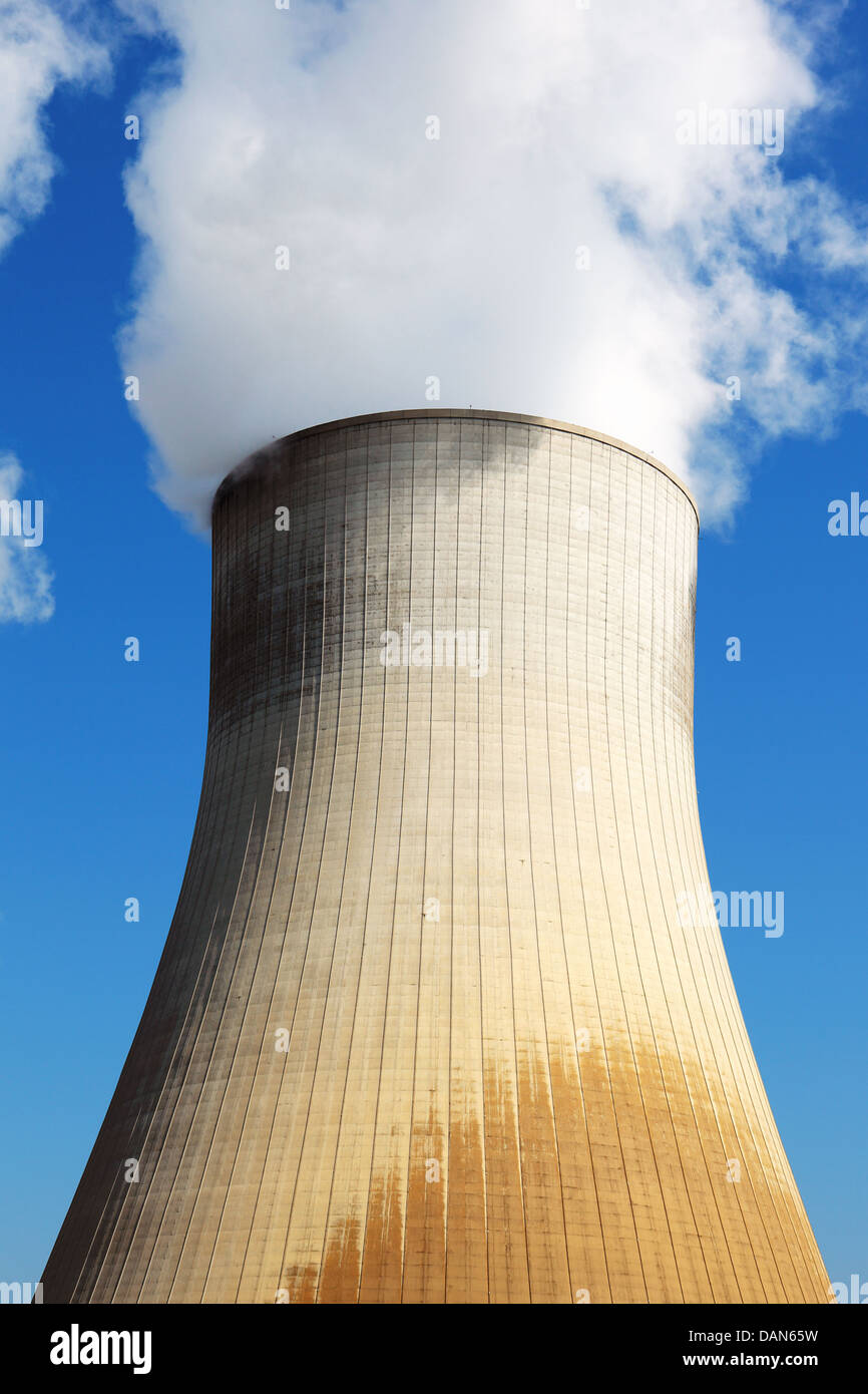 Nuclear power station cooling tower in blue sky Stock Photo: 58243525 ...