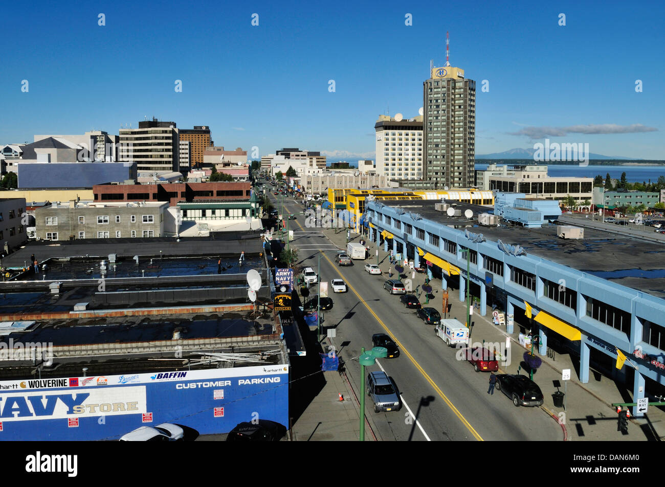 USA, Alaska, View over downtown Anchorage and Cook Inlet Stock Photo ...