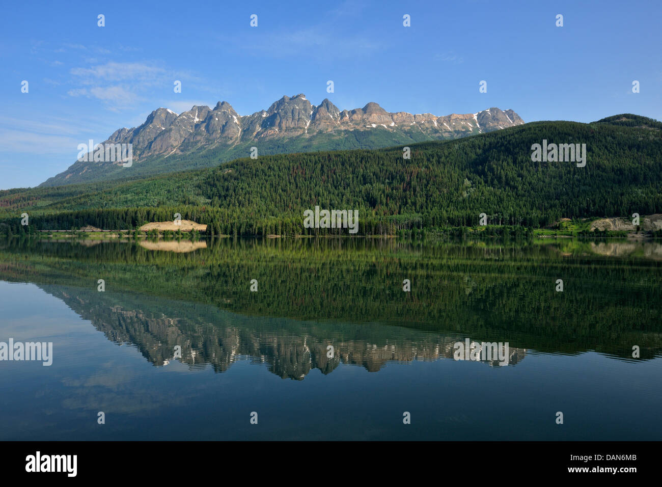 Yellowhead Mountain reflected in Whitney Lake Jasper NP Alberta Canada ...
