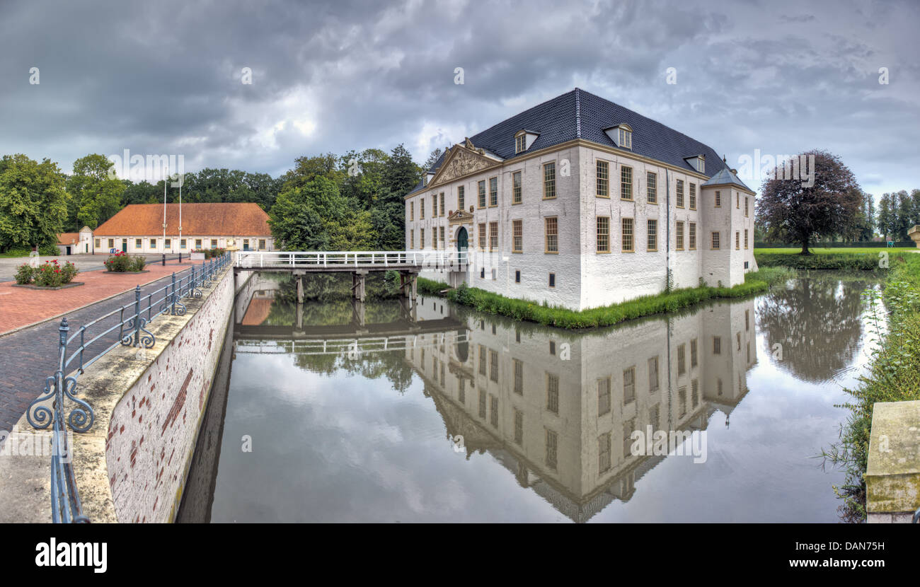 The school grounds in Domum, Ostfriesland, Germany which once was an ...