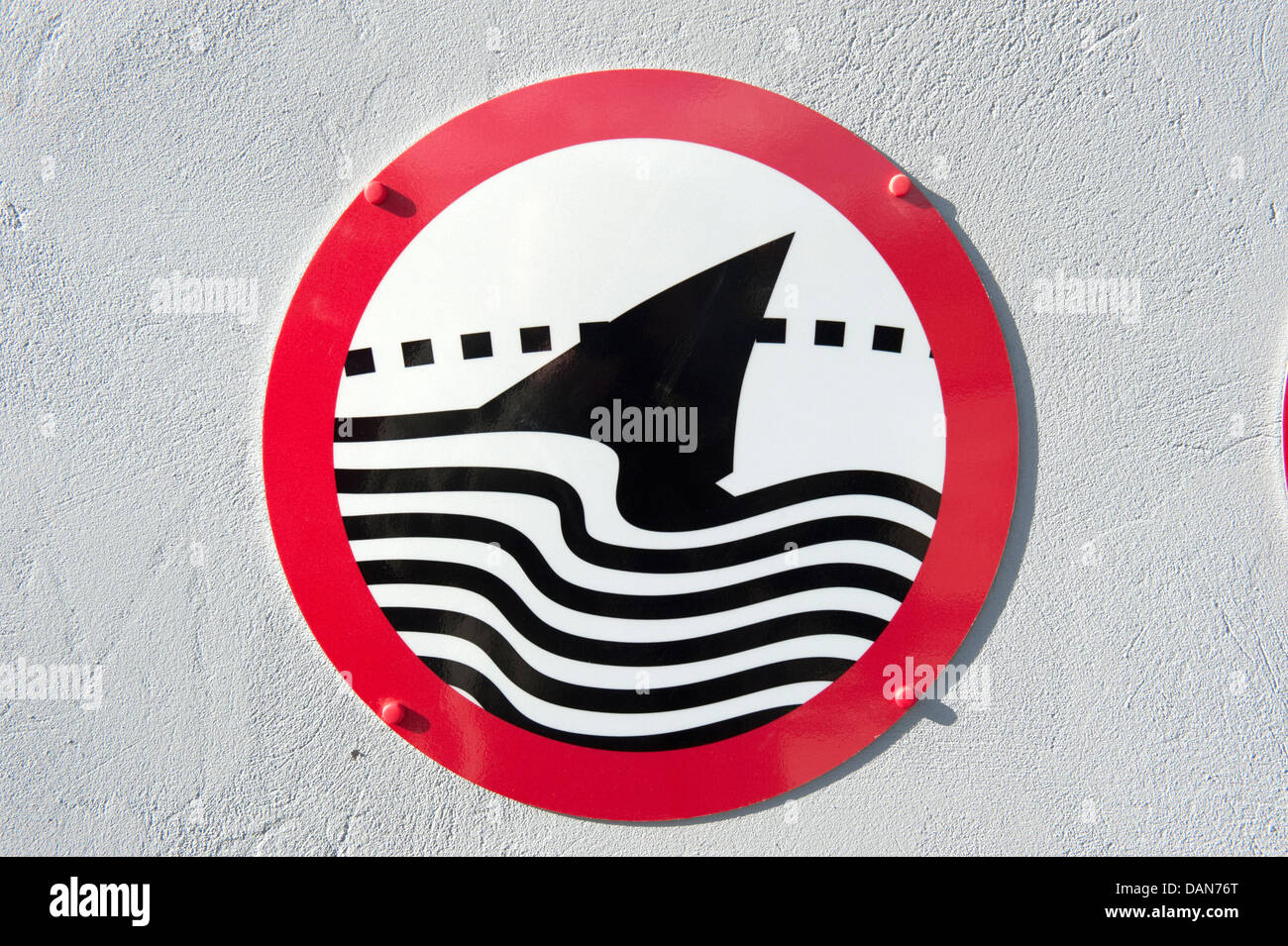 Sign Shark Sharks in Water round red circle Stock Photo - Alamy