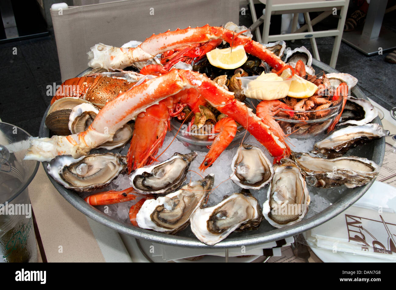 Fruits de mer French seafood Oysters Shrimp Lobster Periwinkle Crab ...