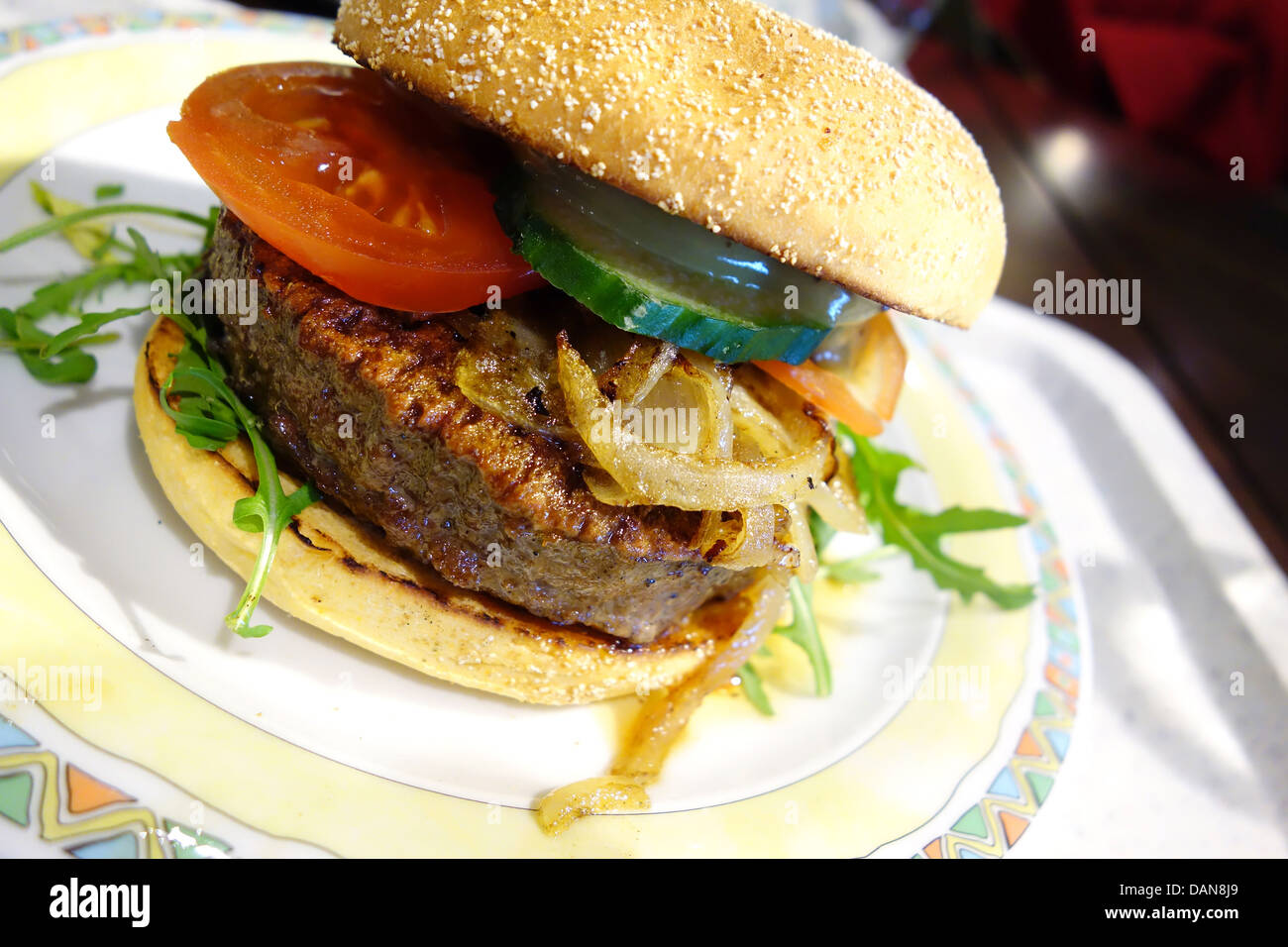 Germany, Luxury burger with vegetables Stock Photo - Alamy